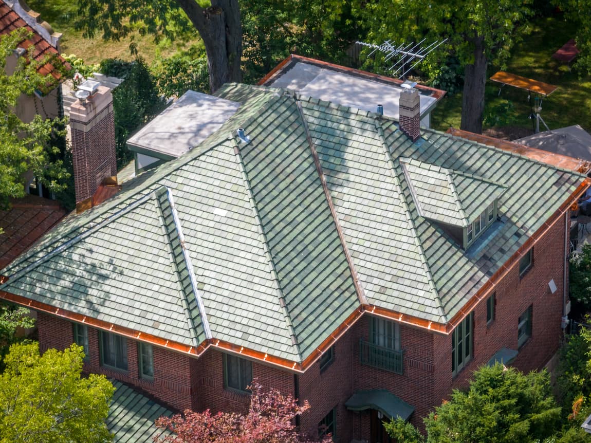 Inlay Copper Gutters with Flat Roof in Evanston | Ryan Restorations